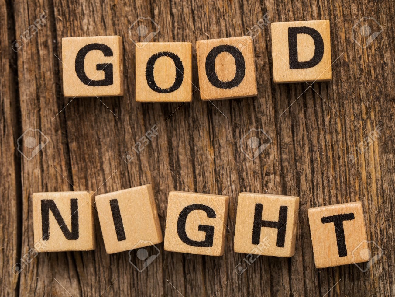 33831486 Good night word Toy bricks on the table — Postimages