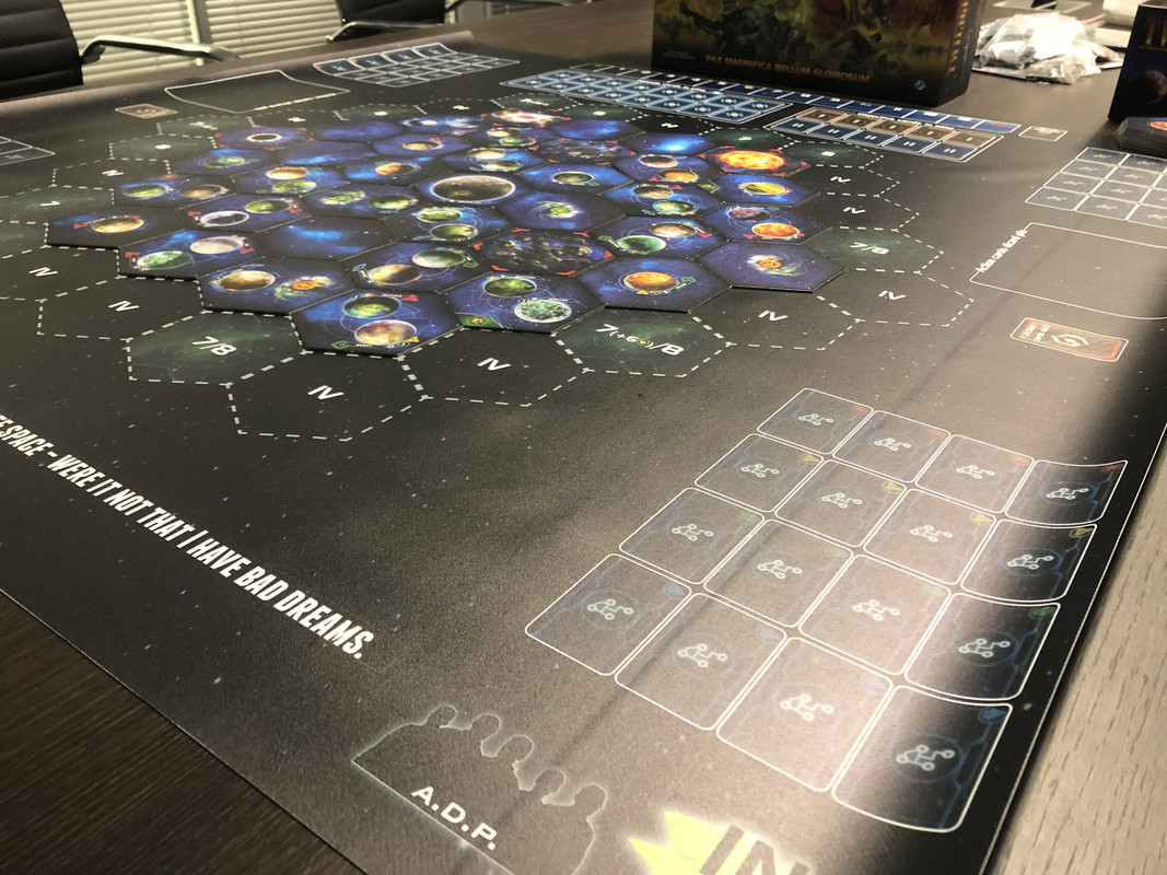 Ti4 playmat is here! Left the 4th ring in case we decide to spice it up ...
