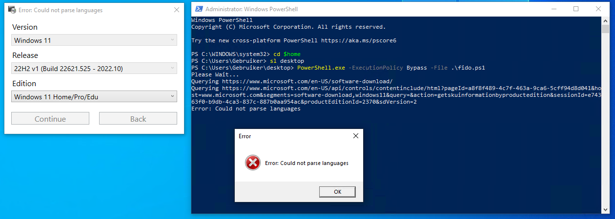 Error: Could not parse languages · Issue #66 · pbatard/Fido · GitHub