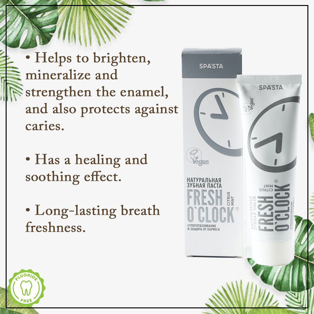 155 Natural toothpaste FRESH O' CLOCK Super whitening and protection ...