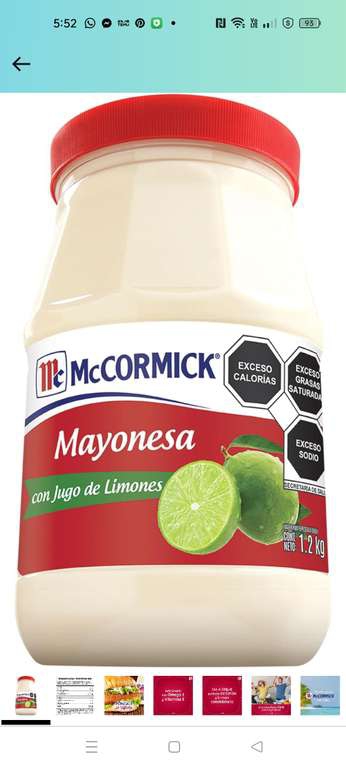 Mayonesa Amazon McCormick con Limón 12 kg Hazlo plan rico y ahorra.