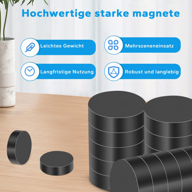 Set 10 magneti pentru tabla, JENUOS®, 30 mm, Negru - eMAG.ro