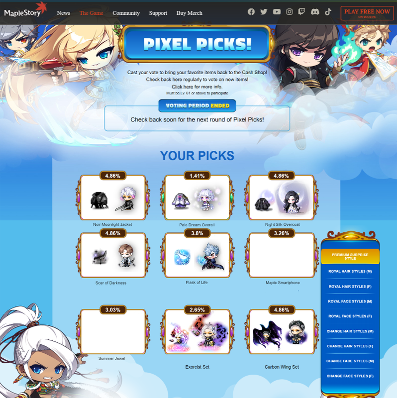 [REQUEST] Pixel Pick Voting for Cash & Stamp shop - Official MapleStory ...