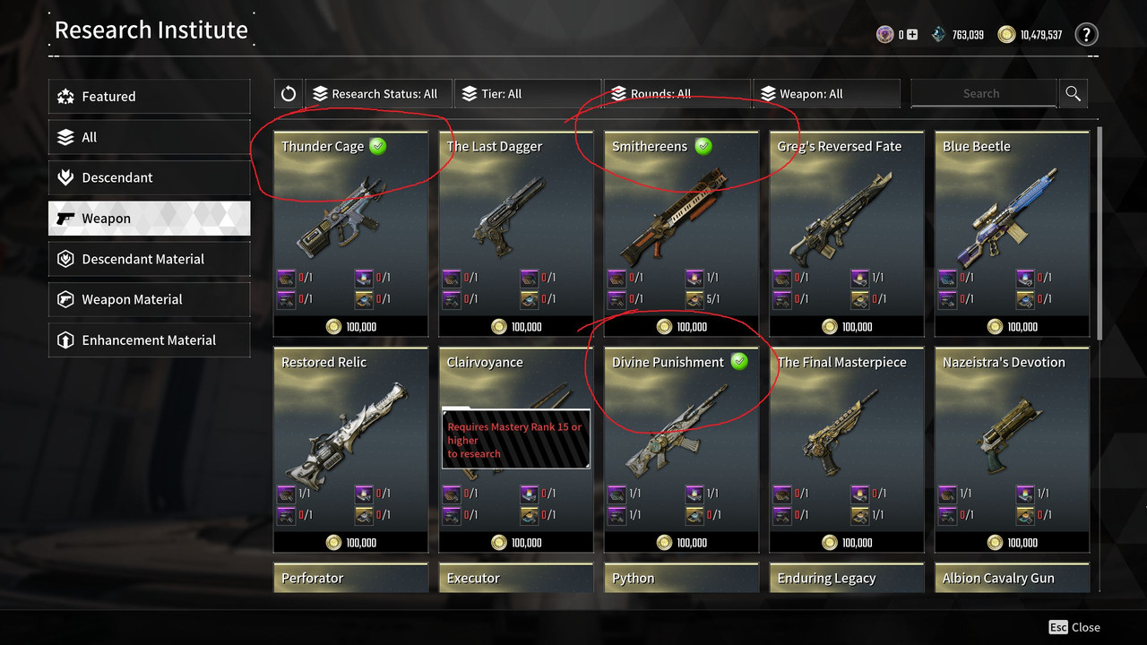 Mark owned items in Research Institute :: The First Descendant General ...