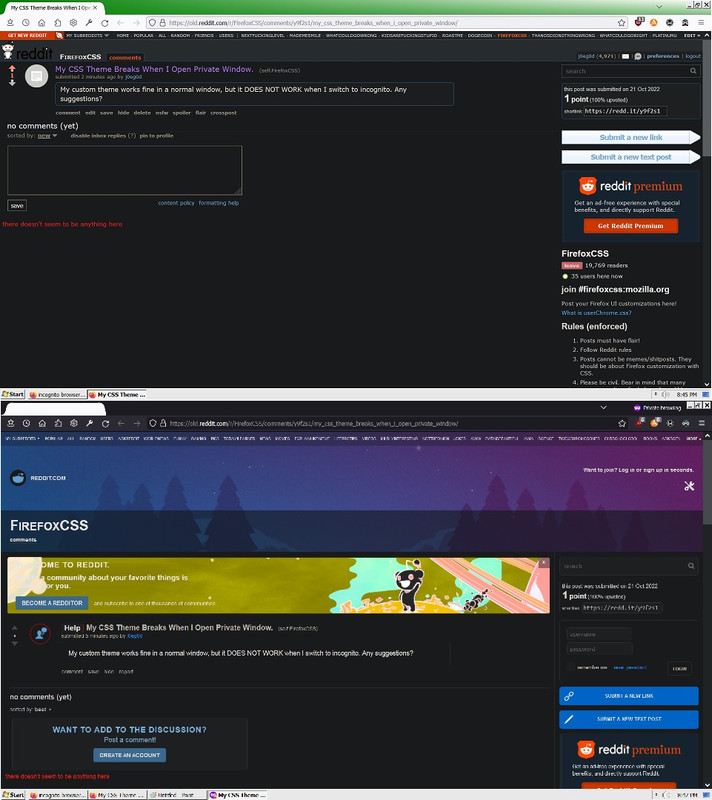 My CSS Theme Breaks When I Open Private Window. : r/FirefoxCSS