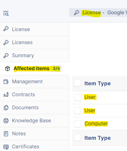 Assigning Licences to Computers / Users - v.11.0.0rc1 / English support / Forum GLPI-Project