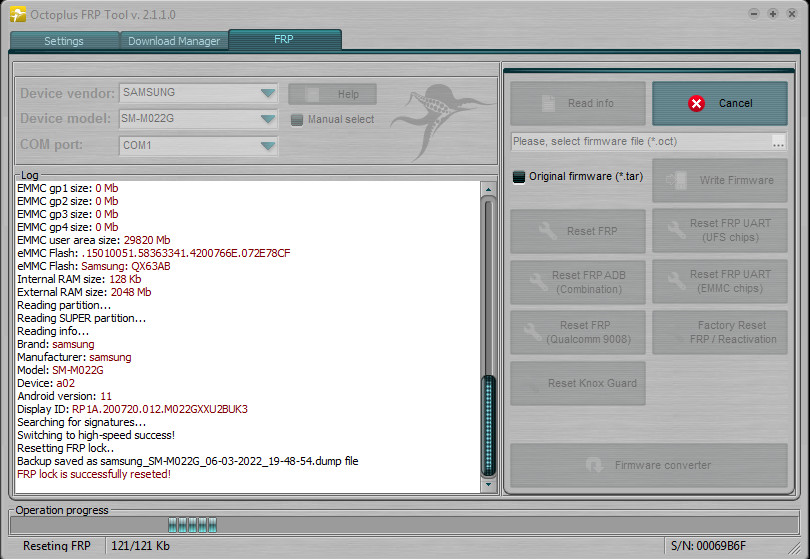 Samsung Galaxy M02 SM-M022G FRP Reset Done By Octoplus FRP Tool - GSM-Forum