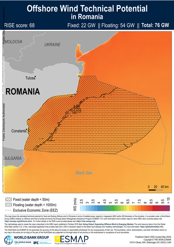 Technical Potential for Offshore Wind in Romania Map 1 — Postimages