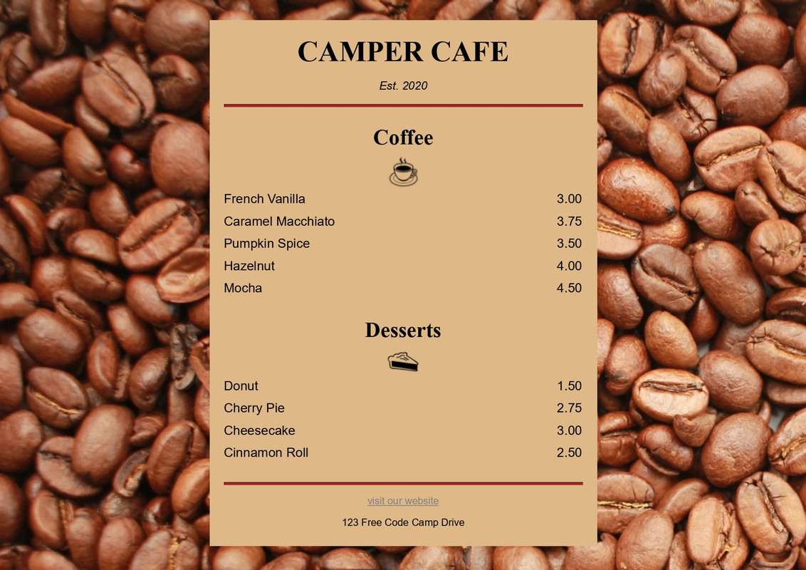 Github Limchinchincafe Menu Responsive Web Design Project To Create A Cafe Menu Using Basic