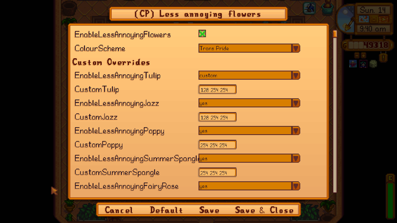 LESS ANNOYING FLOWERS CONFIG — Postimages