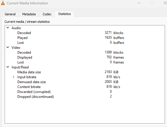 VLC record statistics — Postimages