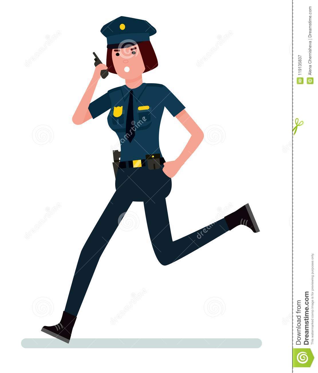vector cartoon illustration police woman running criminal illustration ...