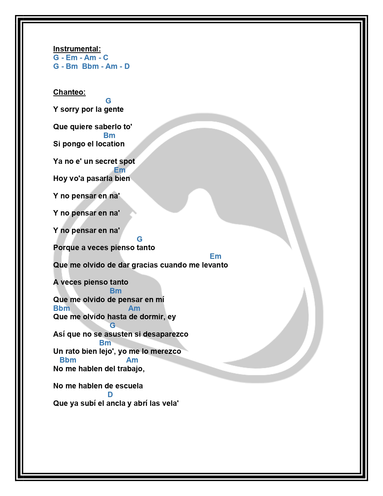 Me Fui de Vacaciones Bad Bunny Letra y Acordes by MUSICTUTORIALS page ...