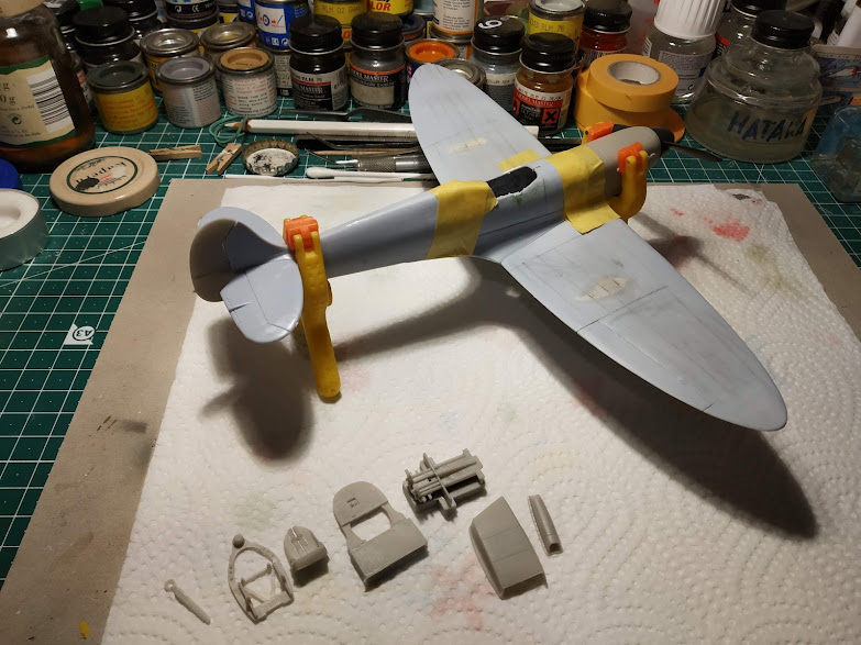 Spitfire Type 300 early Prototype: conversion with Airfix-Kit 4100 1:48 - Work in Progress ...