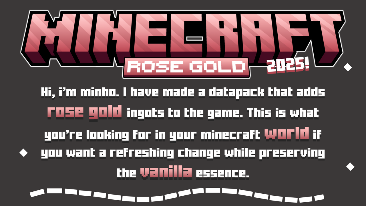 Rose Gold Update! Bring pink into your world 1.21.11 Minecraft Data Pack