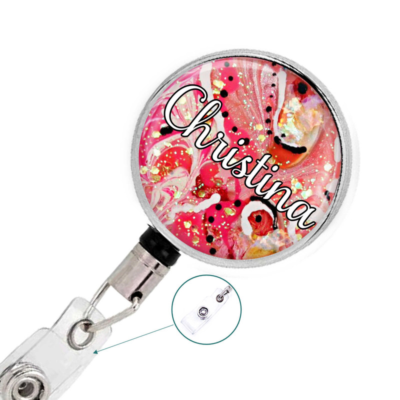 Personalized key holder, custom name retractable badge clip gift
