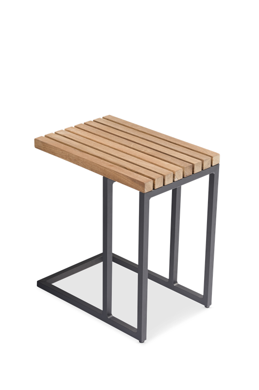 CUBE SIDE TABLE CHARCOAL ALU TEAK TOP 2 — Postimages