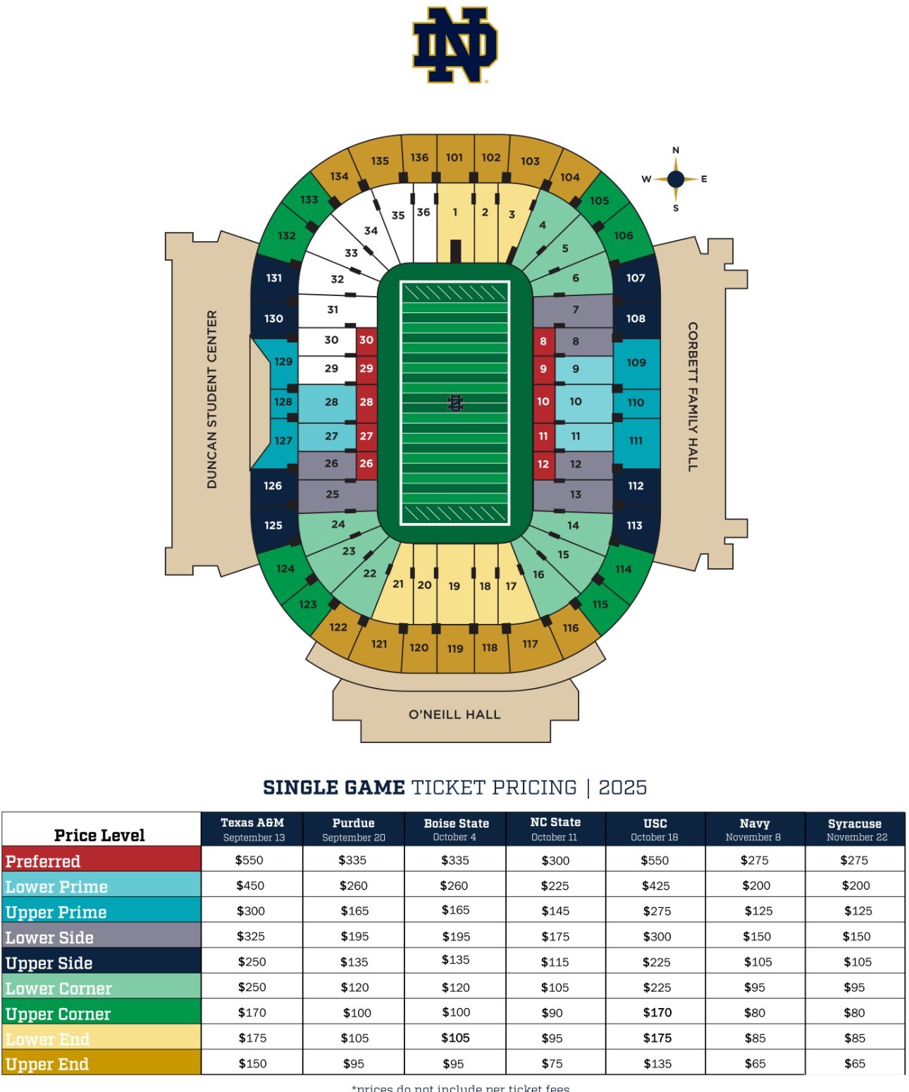 ND 2025 Ticket Price Seating Chart — Postimages