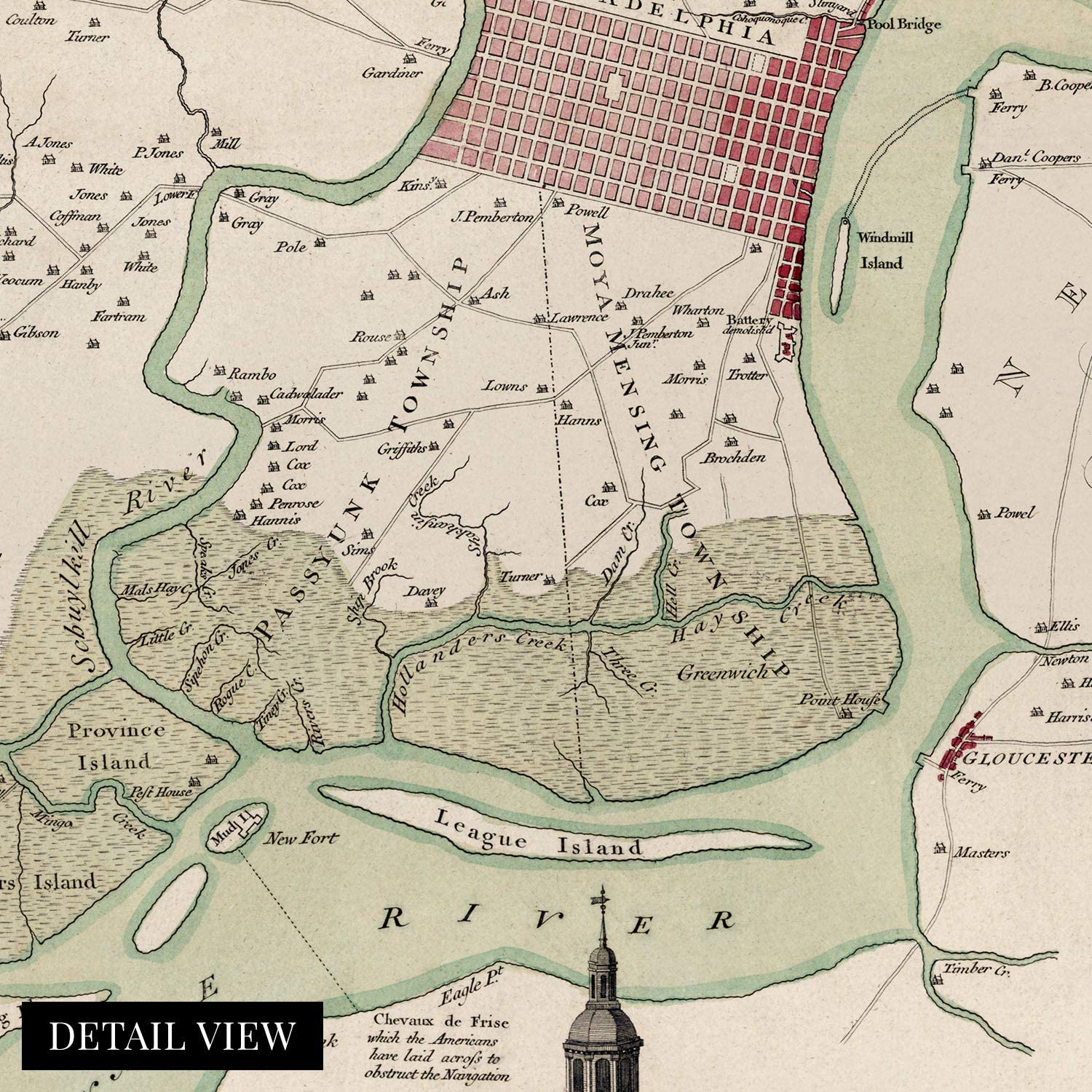 1777 Map of Philadelphia Pennsylvania - Vintage Philadelphia PA Wall ...