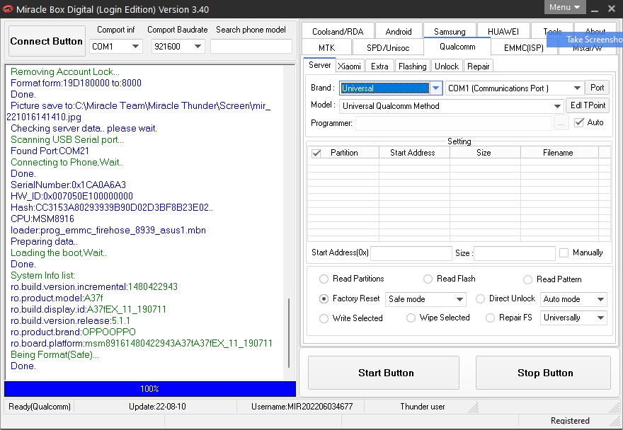 GSM-Forum - Oppo a37f lock remove by miracle thunder [sucess]