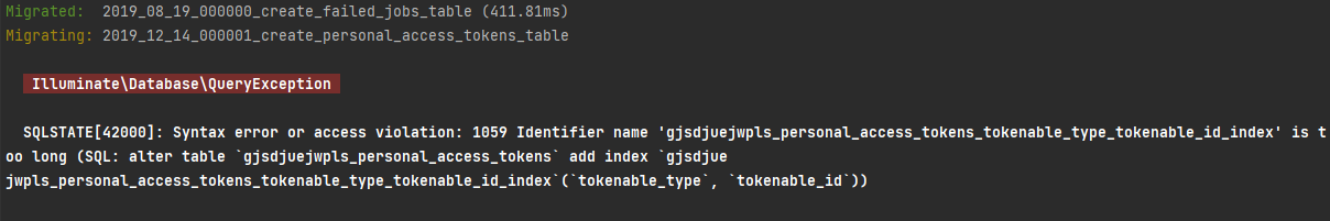 mysql - Laravel migration "Identifier name is too long" - Stack Overflow