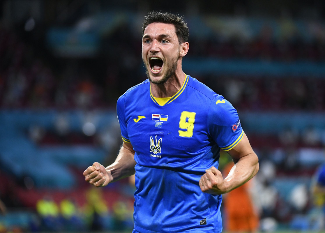 ukraine striker roman yaremchuk celebrates scoring against netherlands ...