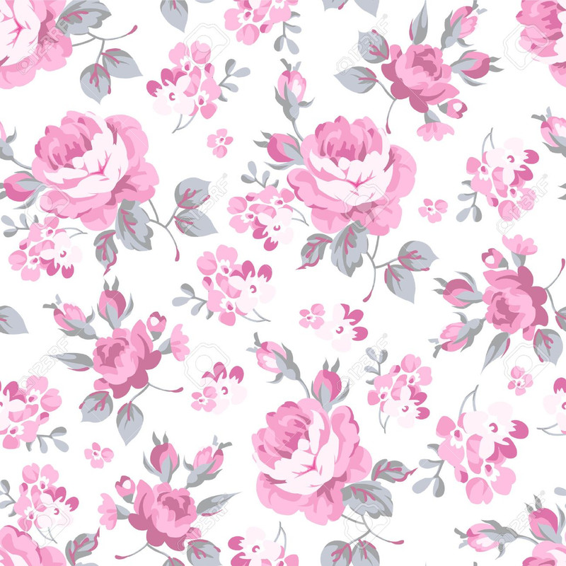 49444444 seamless floral pattern with pink rose and grey leaves — Postimages