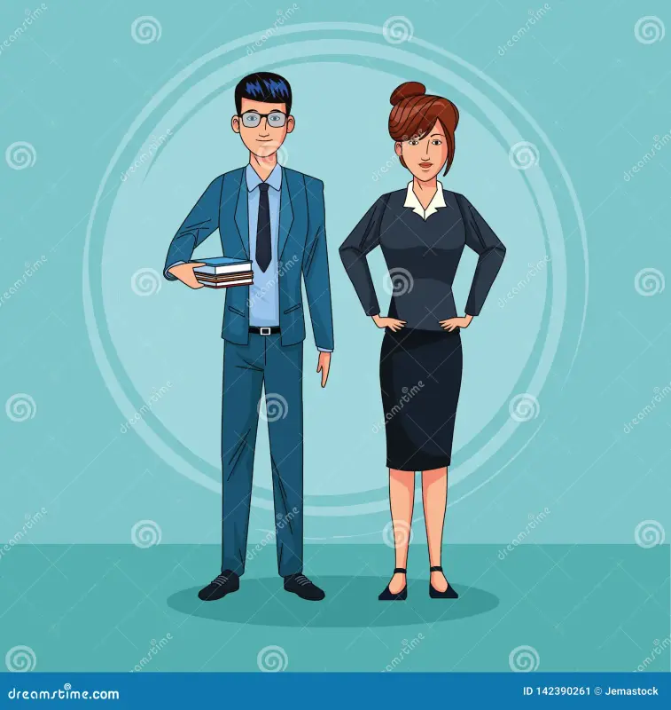 business couple teamwork businessman businesswoman cartoon vector ...