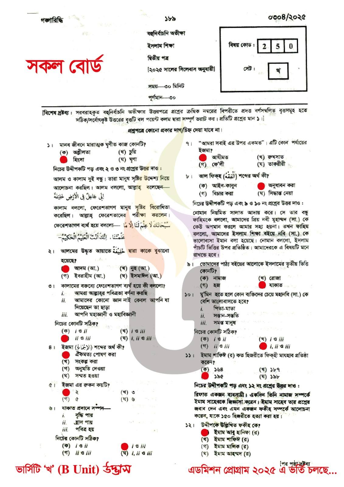 HSC Islamic Studies Islam Shikkha 2nd Paper MCQ Questions and Answers ...