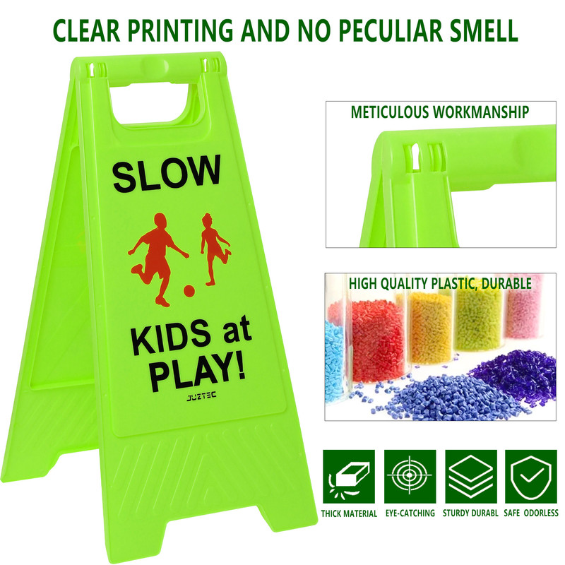 Juztec Kid's Safety Signs for Street Play - Slow Down and Caution Signs ...