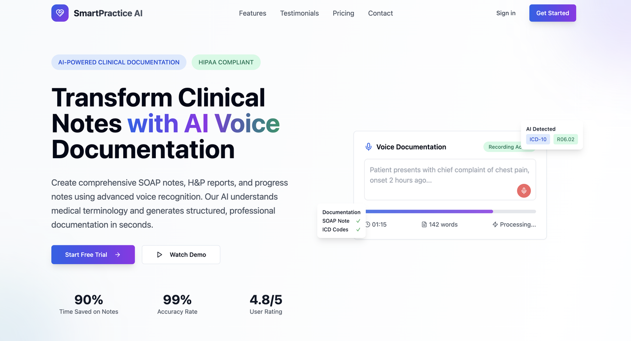 SmartPractice AI - AI Medical Note Taking & Clinical Documentation Software