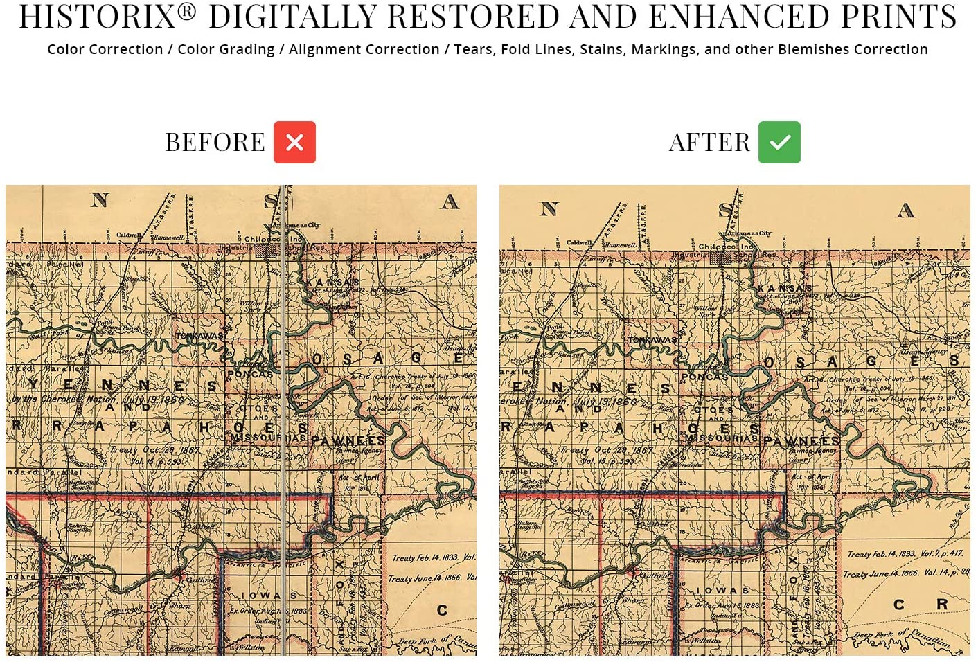 1887 Indian Territory Oklahoma Map - Indian Terrirtory Wall Art Poster ...