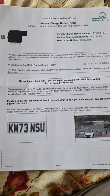 Waltham Forest PCN 52M Failing to comply with prohibition on certain ...