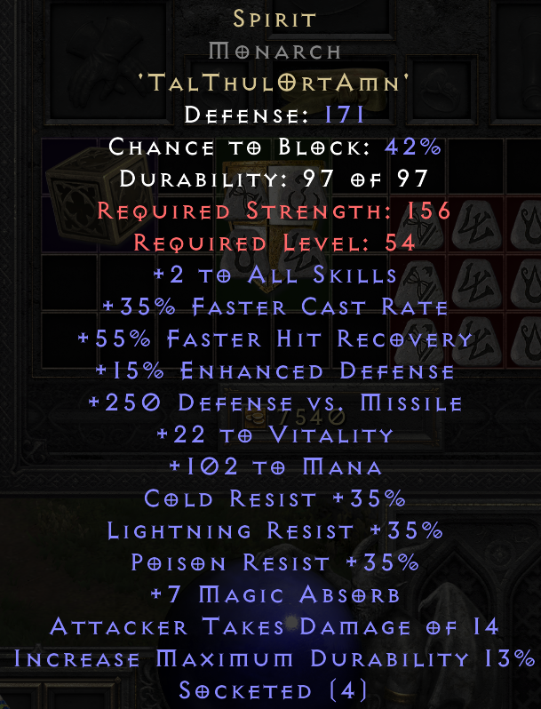 Spirit Monarch 15ed 35/7/102 - Topic - d2jsp