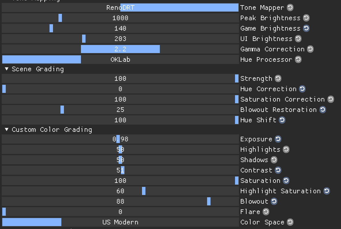 Reno DX settings — Postimages