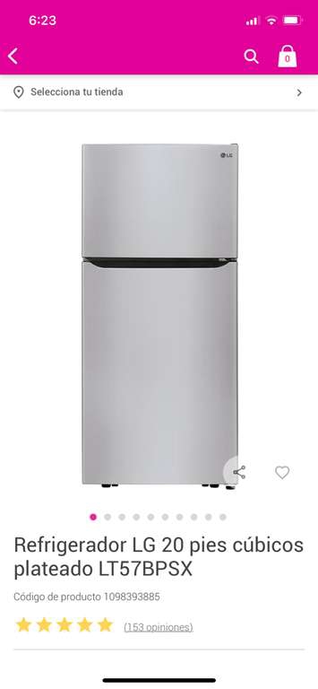 Liverpool: Refrigerador LG 20 pies cúbicos plateado LT57BPSX