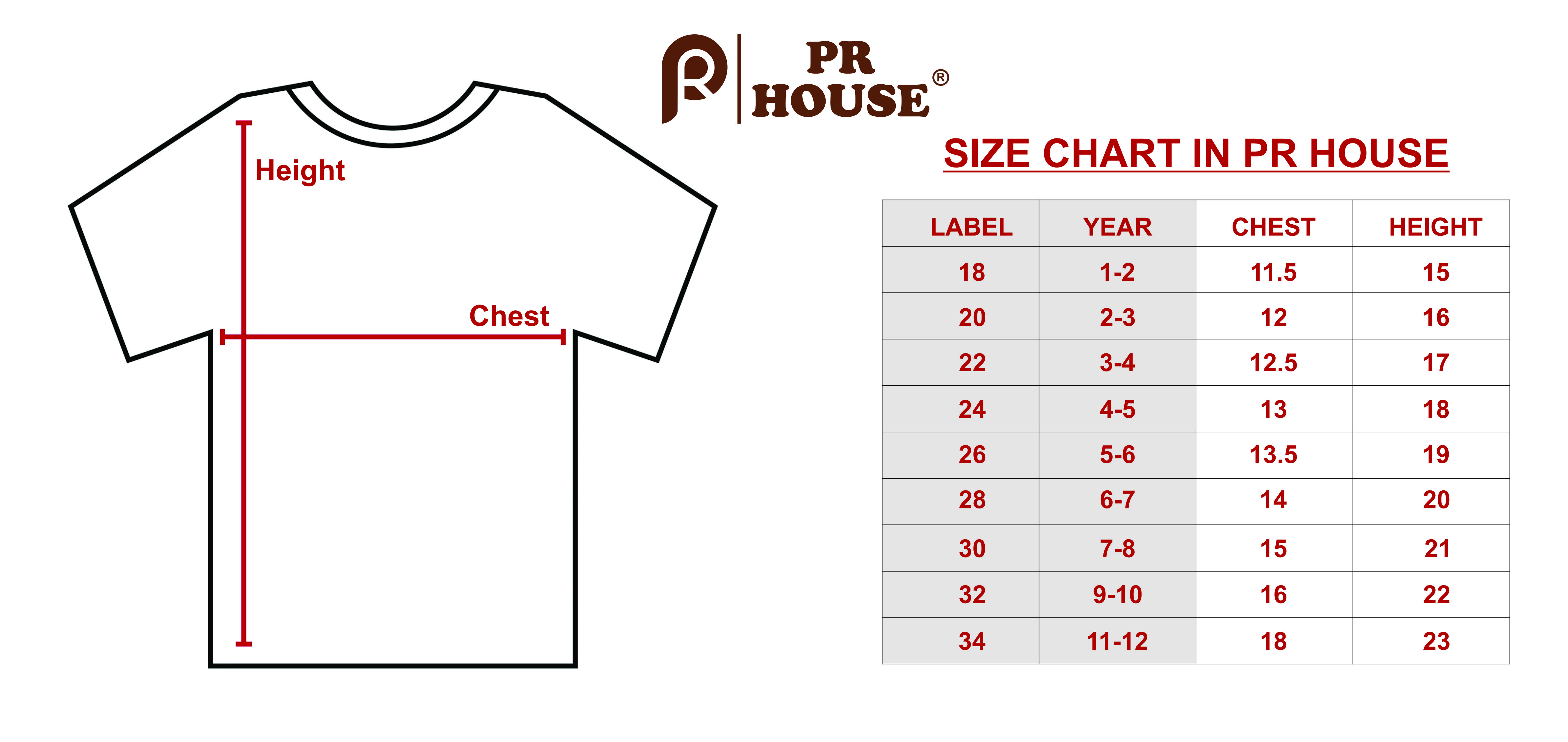 KIDS SIZE CHART — Postimages