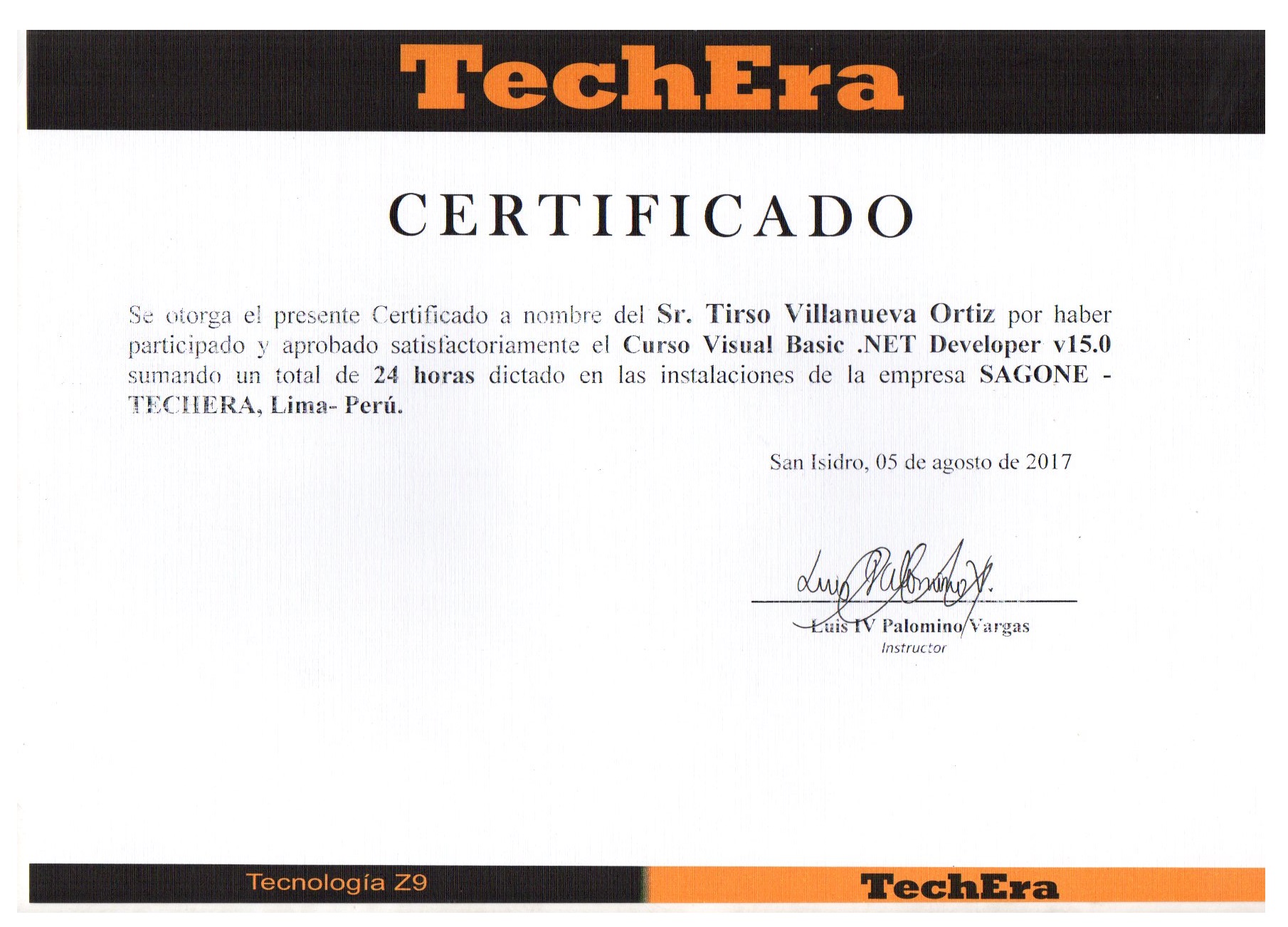 2017 08 05 Tech Era Certificado VB Net Developer — Postimages