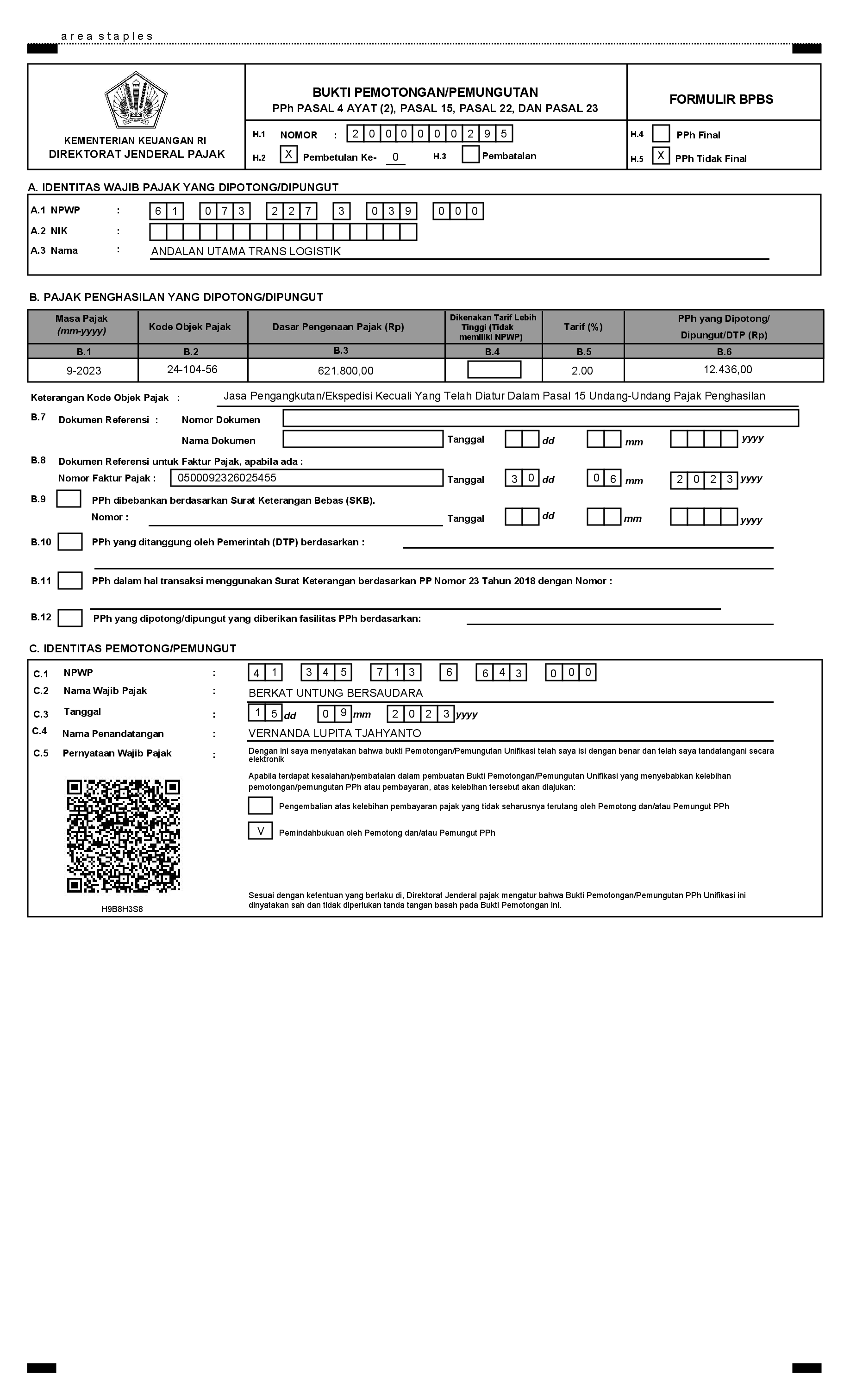 Bukpot CV Berkat Untung Bersaudara 26 30 Juni 2023 — Postimages