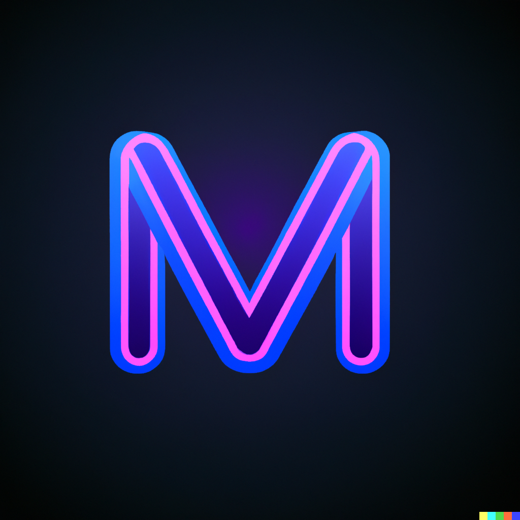 DALL· E 2022 10 10 16 26 40 A simple, round, neon, glowing, 2d, vector, logo design of letter MS ...