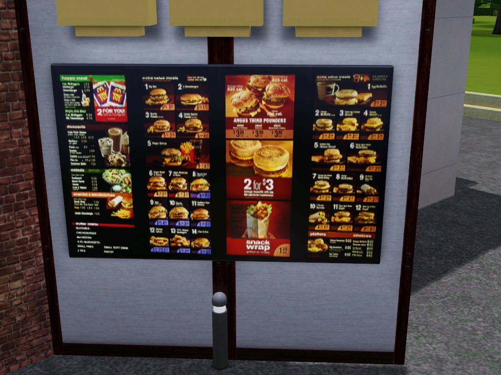 Sims 3 Menus For Restaurants