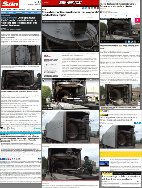 WW1 British and American newspapers February 2022 Corpse Factory Story ...