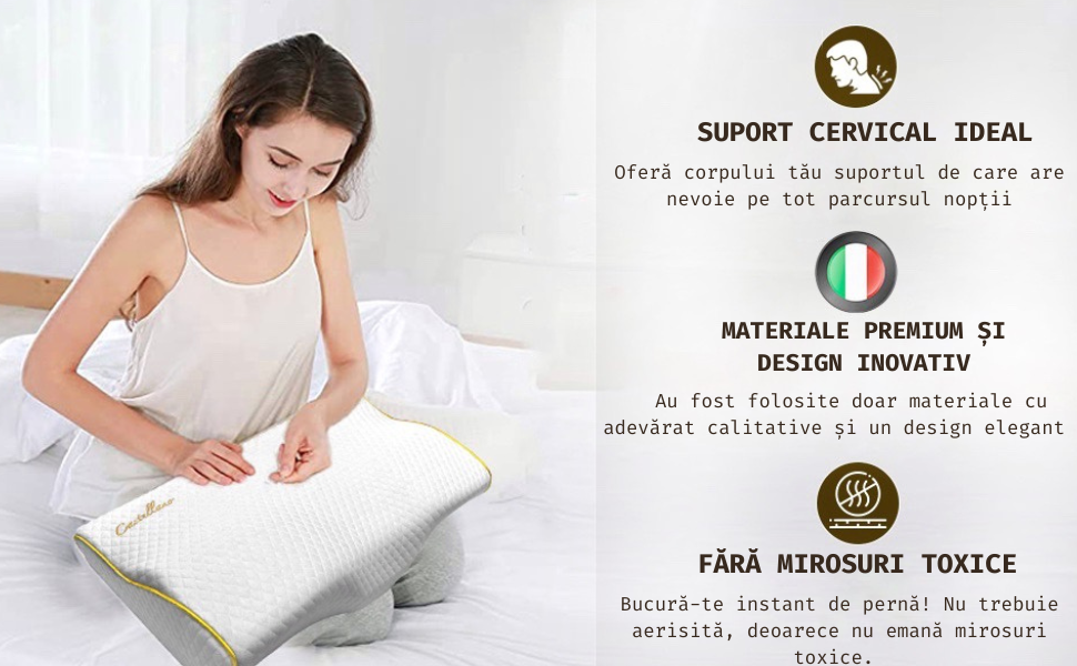 Perna Ortopedica Ultra Premium, Castellano, Din Spuma Cu Memorie Si ...