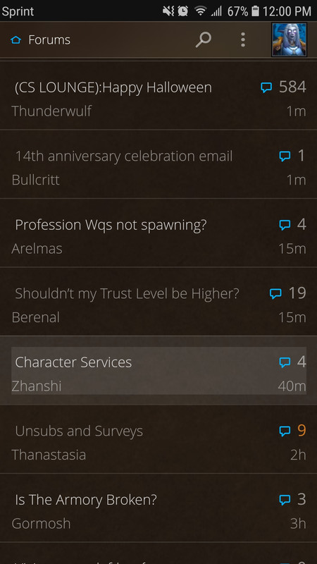 No blue BLIZZ indicator on threads - Mobile Bug Report - World of ...