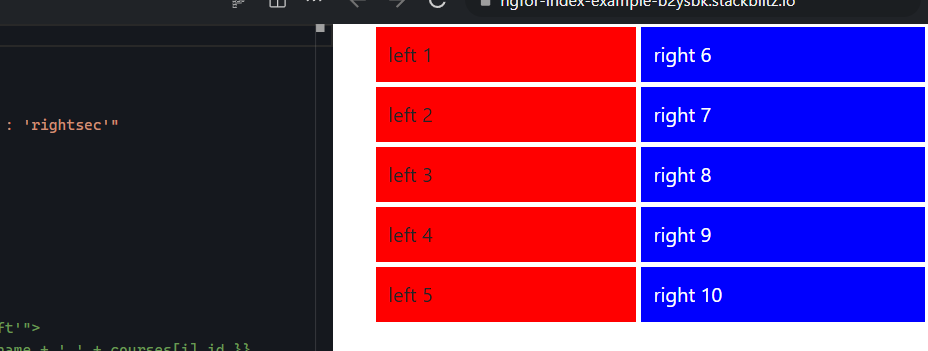 Css Angular Ngfor Howto Stack Element Tag With Left And Right On Respective Sides Stack