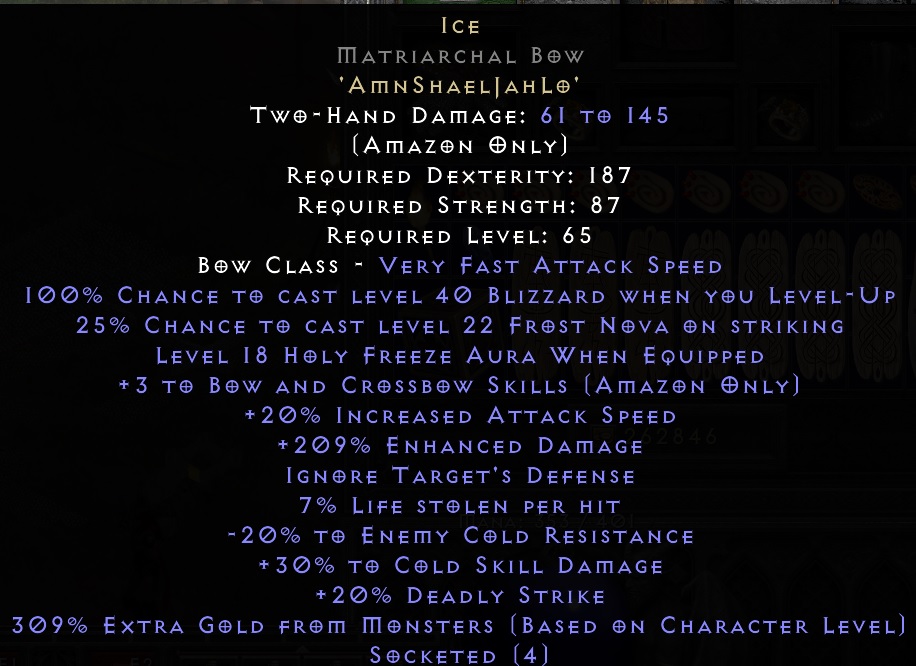 == Near Perfect Ice Bow == - Topic - d2jsp