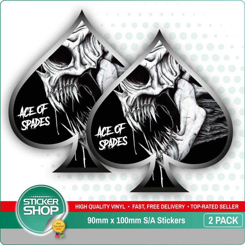 2 x Scary Skull Ace Of Spades Decal Motorbike Helmet Self Adhesive ...