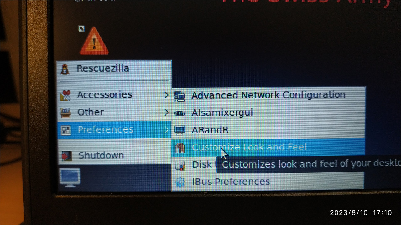 Rescuezilla 2.4.2 Focal. Customize Look and Feel does not working. · Issue #439 · rescuezilla ...
