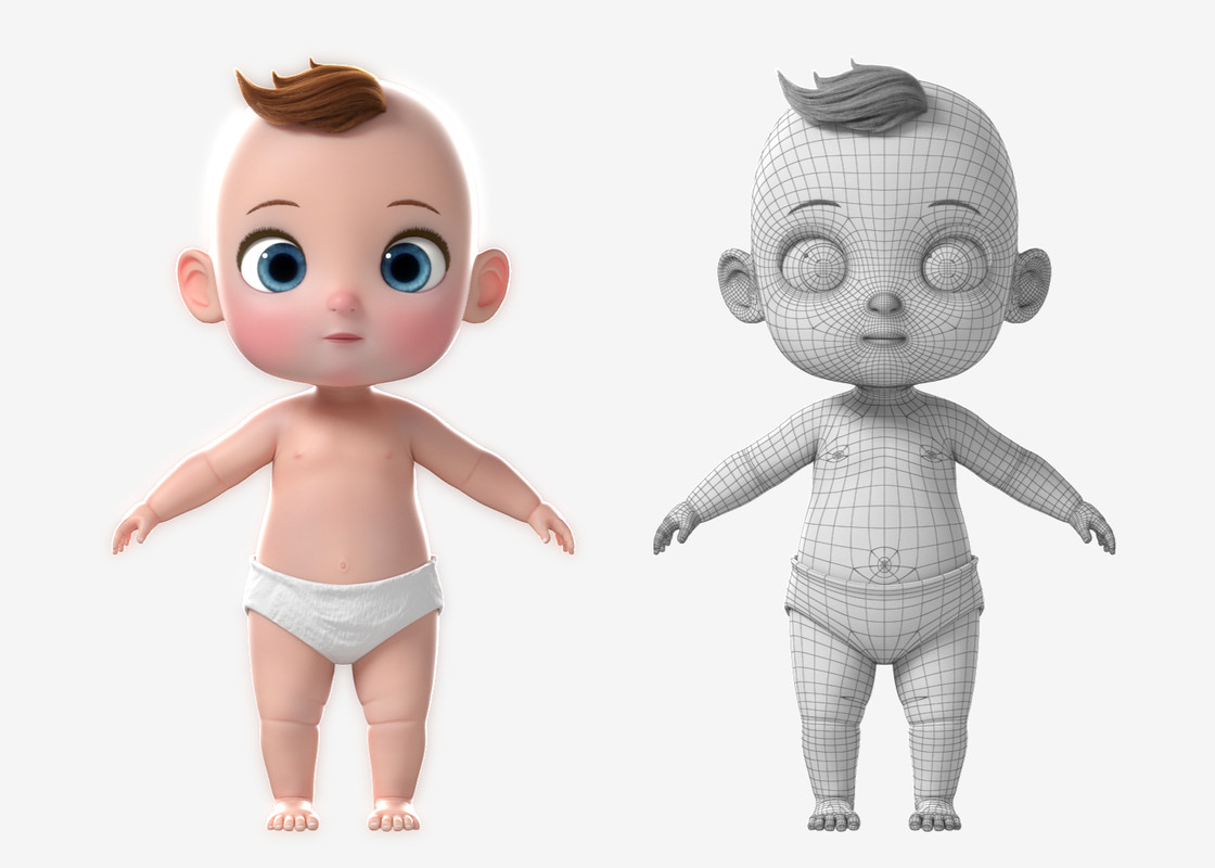 Cartoon Twin Baby Rigged 3D Model - Free Daz 3D Models