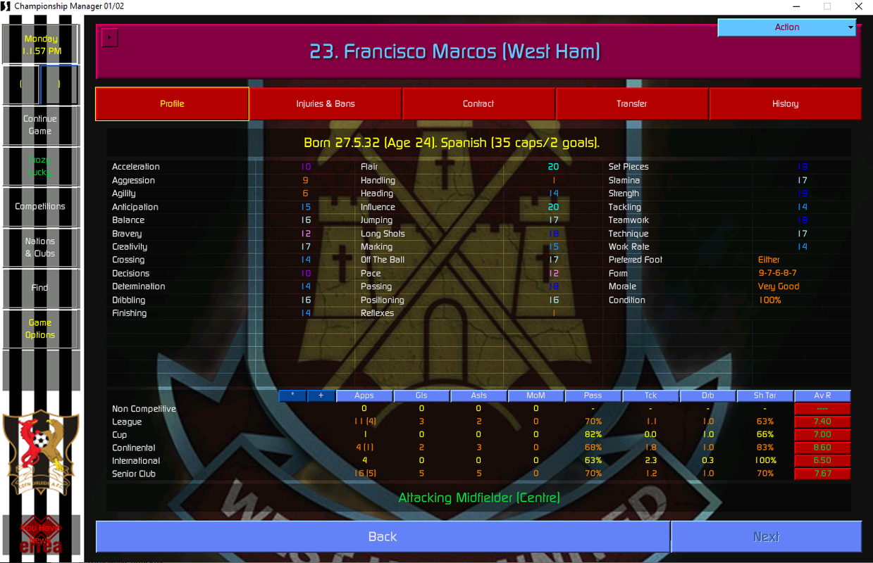 How to change colors of the attributes - Championship Manager 2001/2002 ...